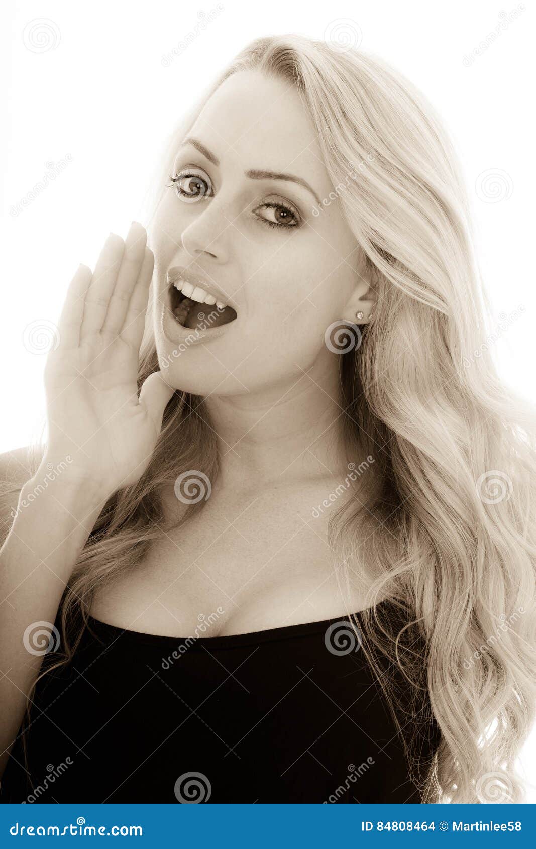 Close Up Portrait of a Girl Calling or Shouting Stock Photo - Image of ...