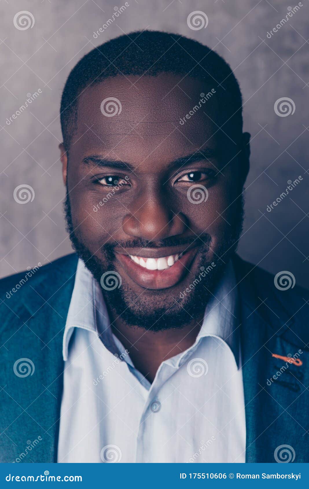 Close Up Portrait Of Handsome Bearded Afroamerican Man In Formalwear