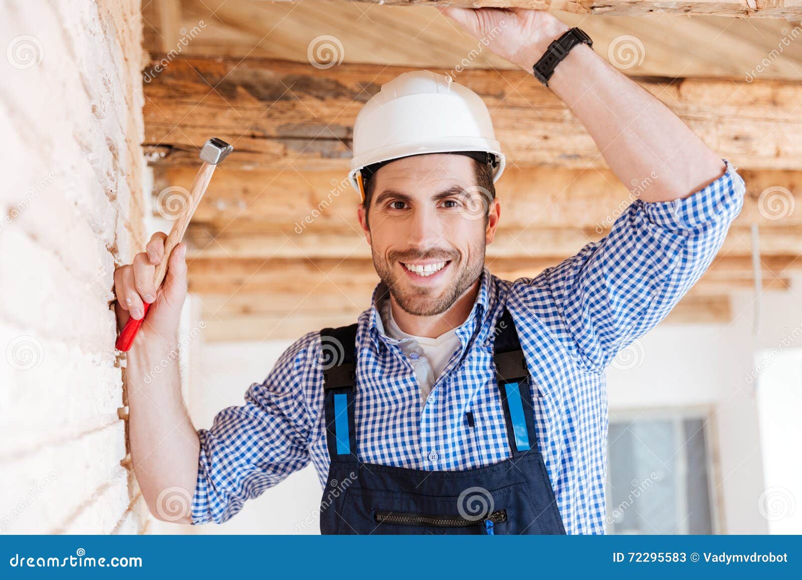 Close-up Portrait of a Handsome Handyman Stock Image - Image of manual ...