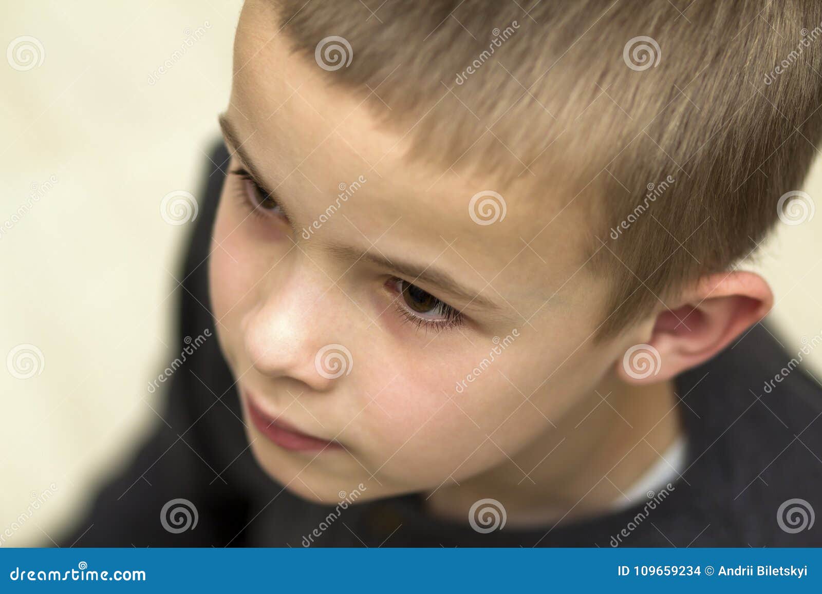 Close Up Portrait of Handsome Little Boy. Top View Stock Photo - Image ...