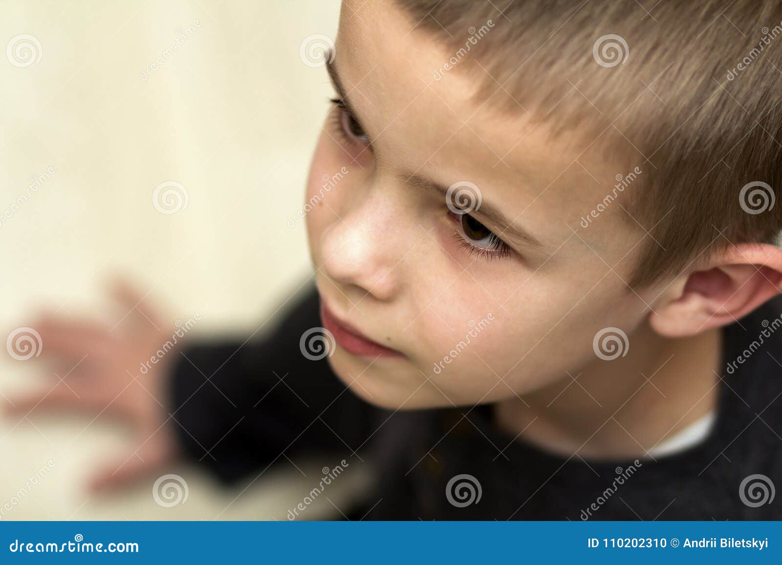 Close Up Portrait of Handsome Little Boy. Top View Stock Photo - Image ...