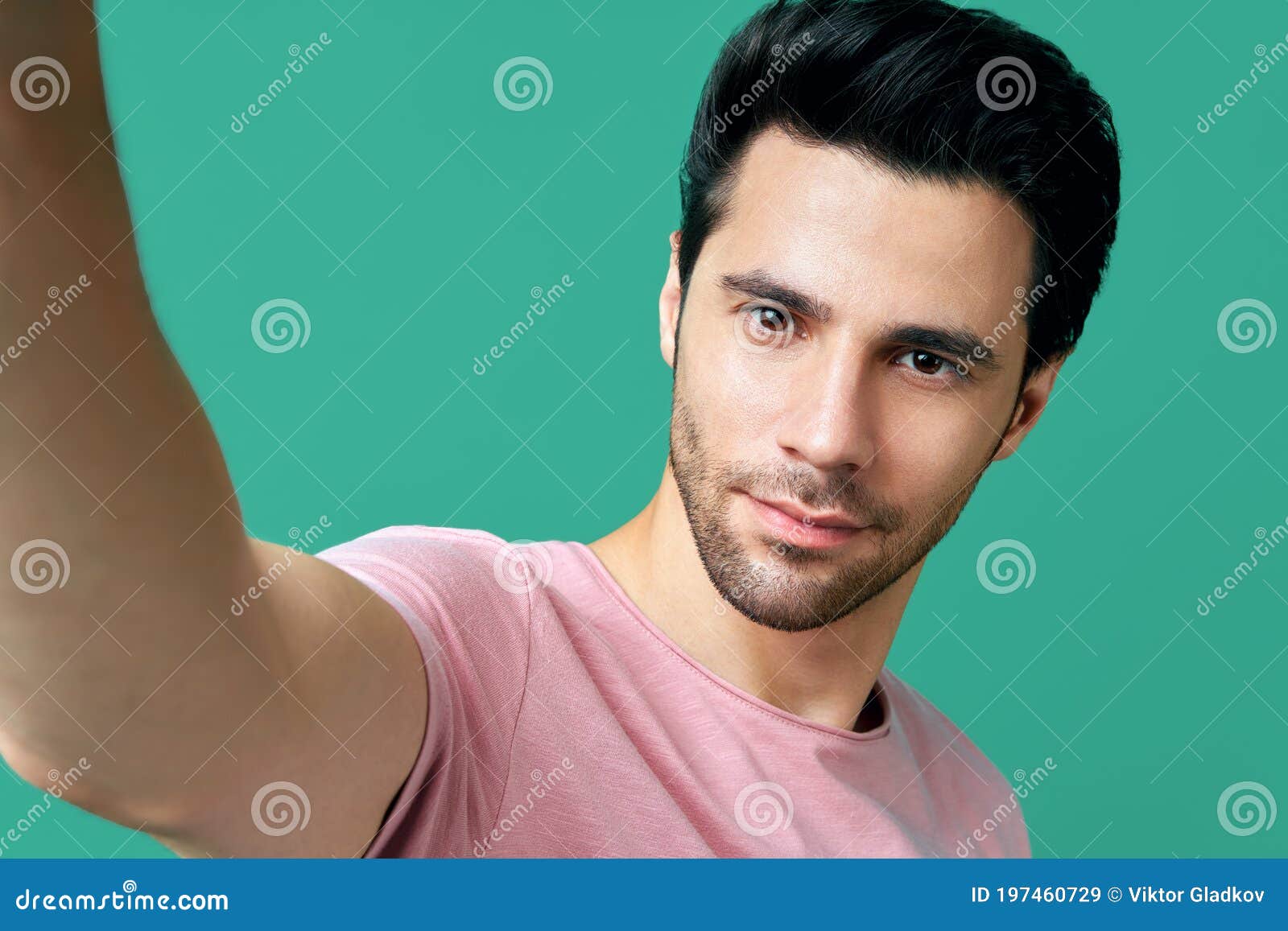 Close Up Portrait Of Handsome Man Taking Selfie Stock Image Image Of