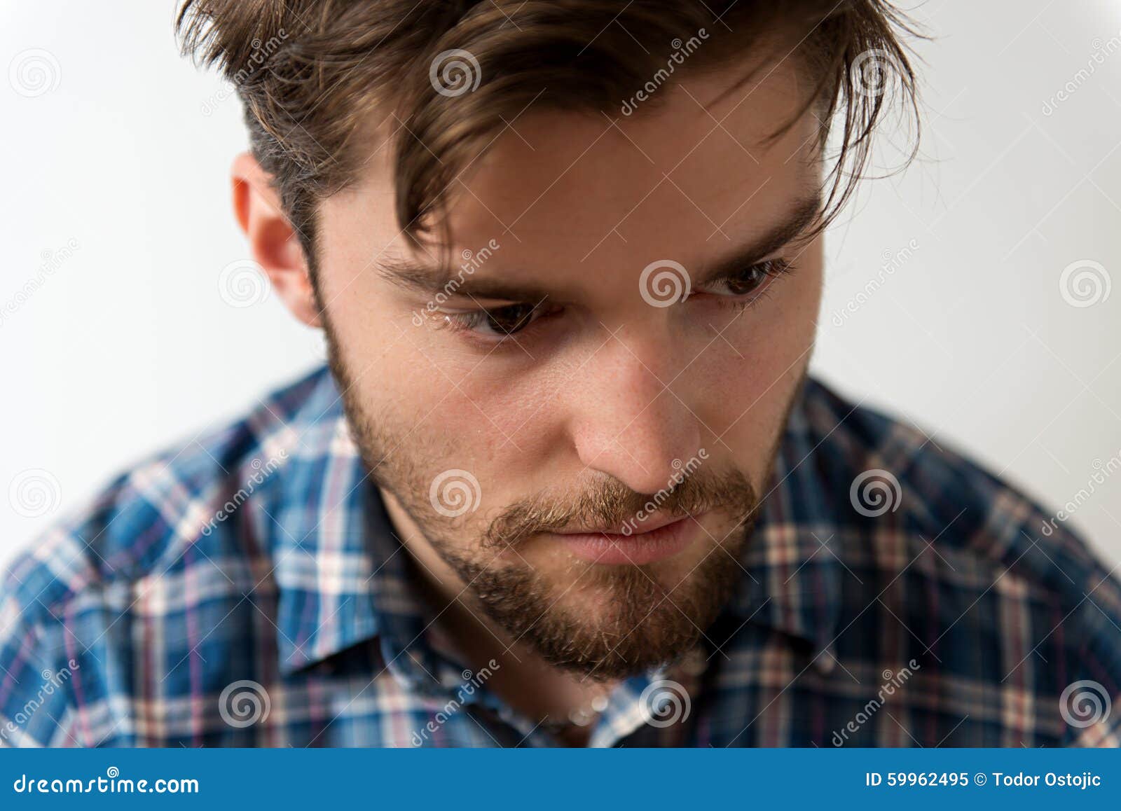 Close Up Portrait Of Handsome Young Man With Beard Stock Image Image