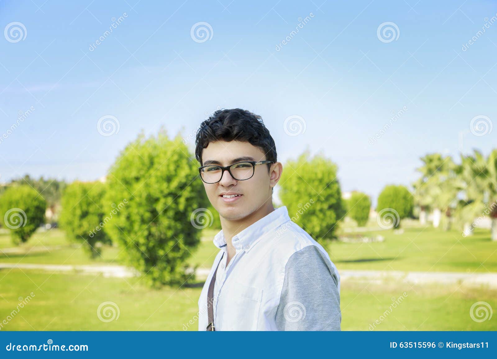 Close Up Portrait of a Happy Man Standing Outdoors with Bag. Stock ...