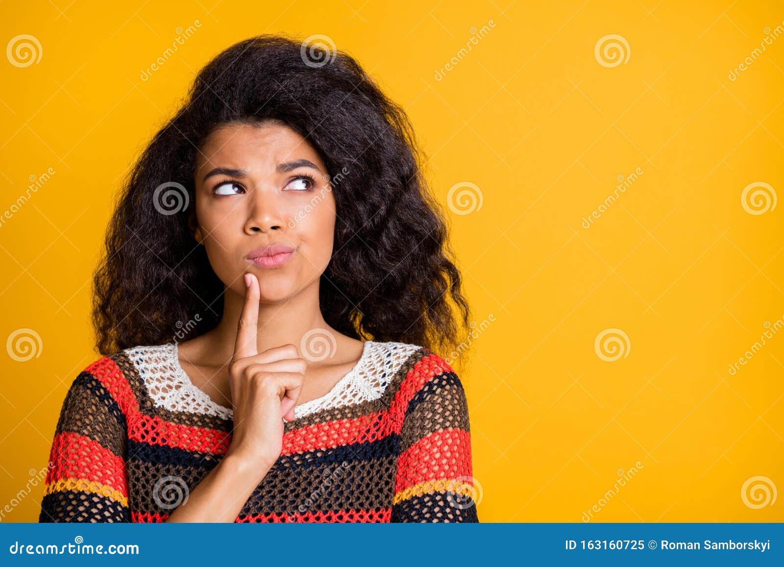 Close Up Portrait Of Her She Nice Attractive Lovely Bewildered Wavy