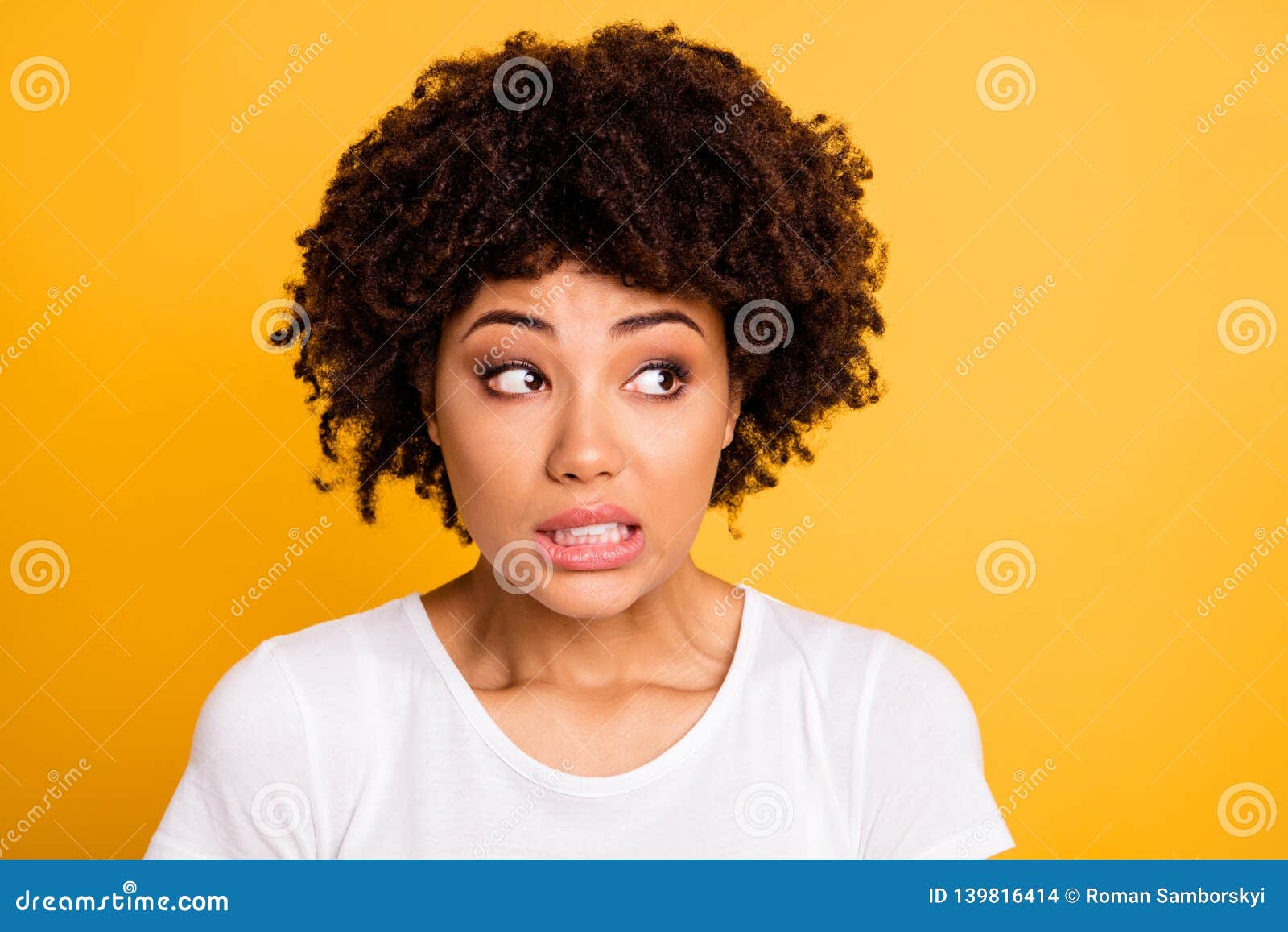 Close-up Portrait of Her she Nice Cute Attractive Puzzled Wavy-haired ...