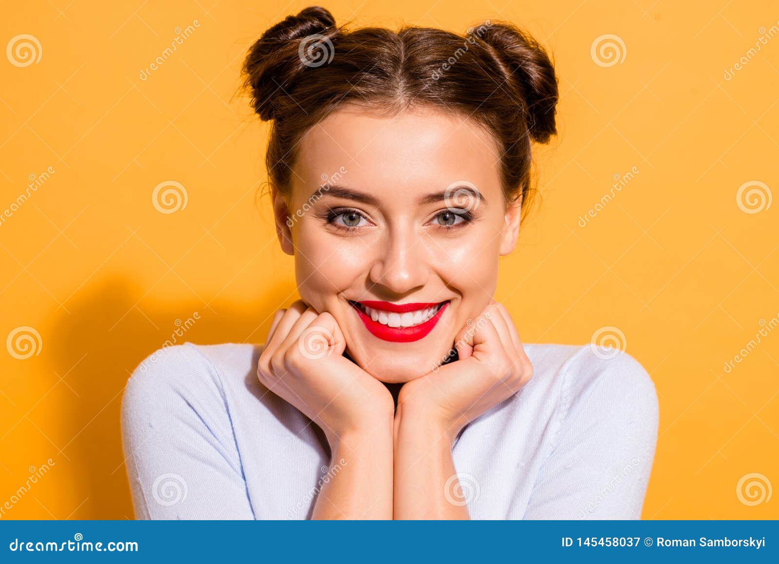 Close Up Portrait Of Her She Nice Looking Attractive Lovely Lovable