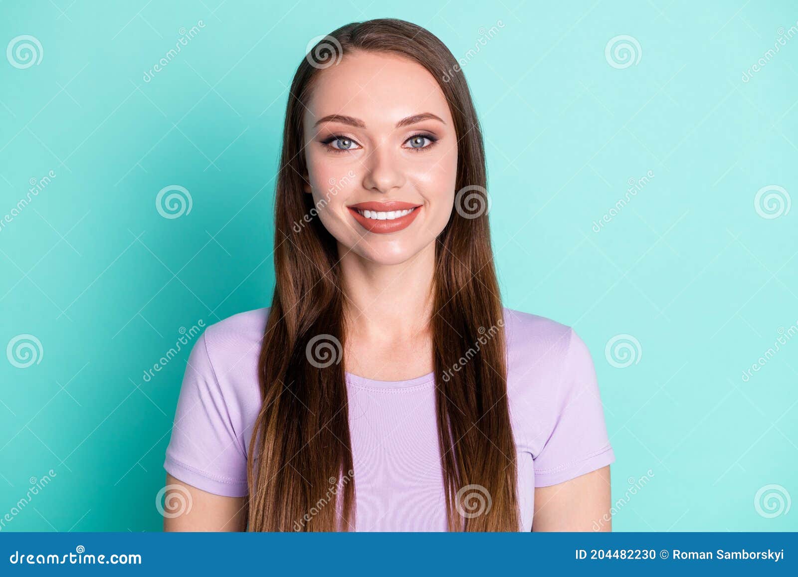 Close Up Portrait Of Her She Nice Looking Attractive Pretty Cute