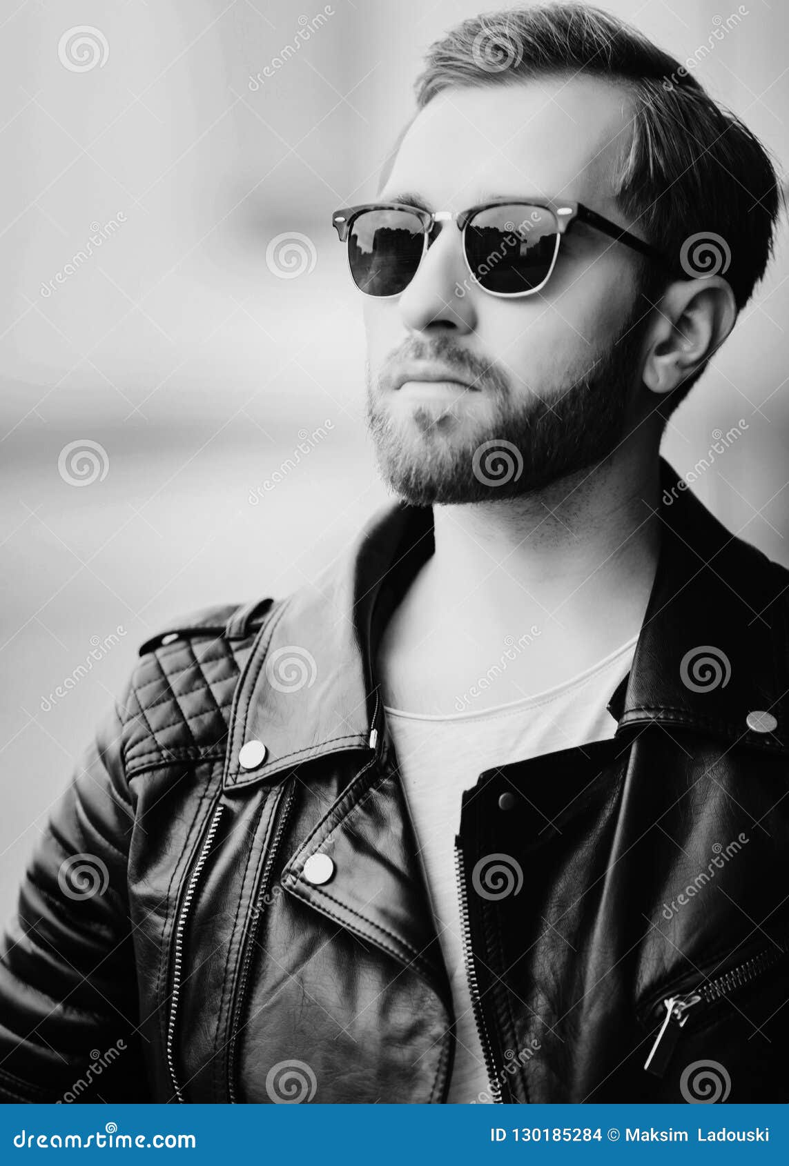 Portrait Man in Leather Jacket Stock Photo - Image of dude, model ...