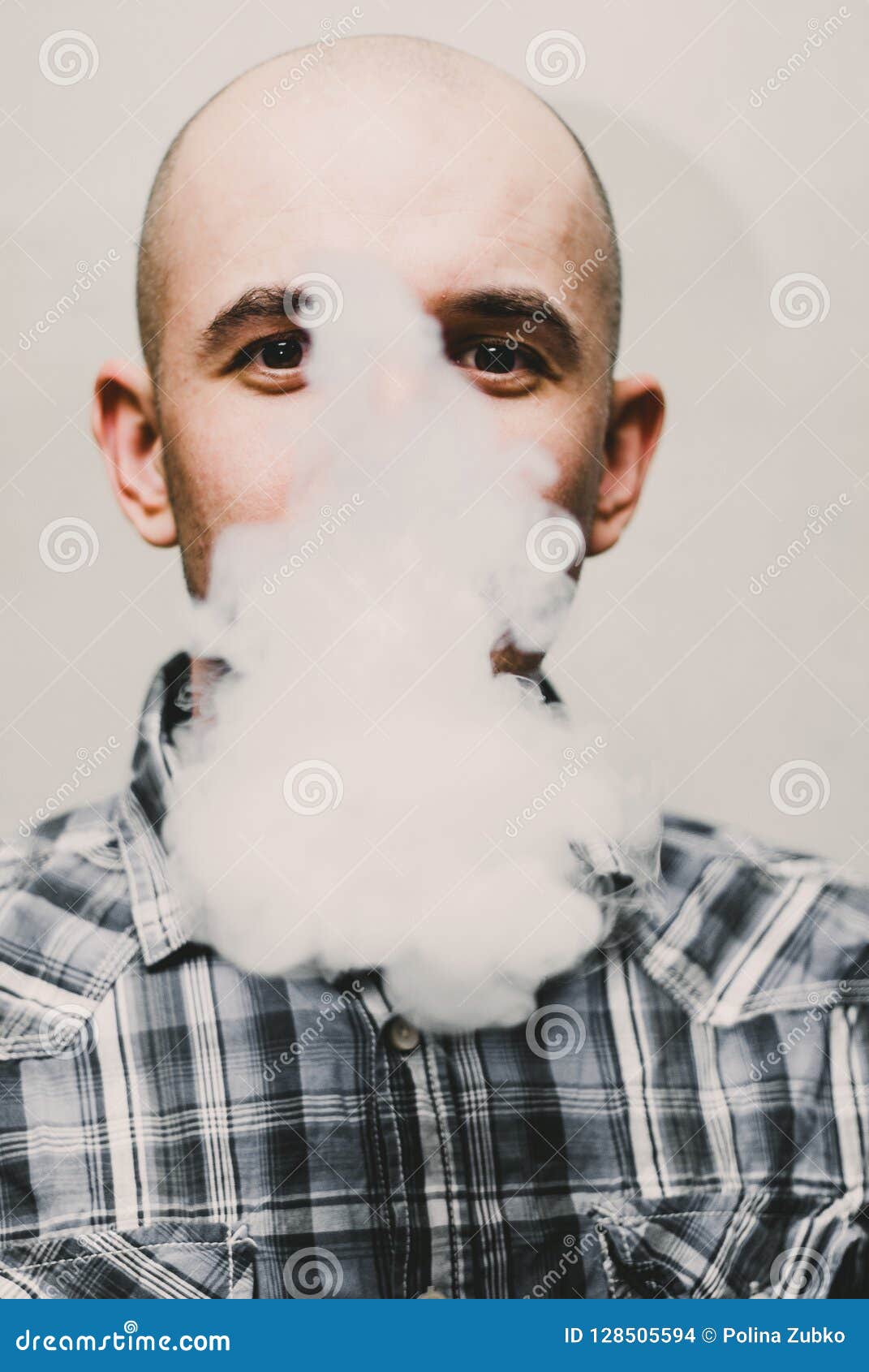 Close Up Portrait of a Man Vaping. Stock Photo - Image of adult ...