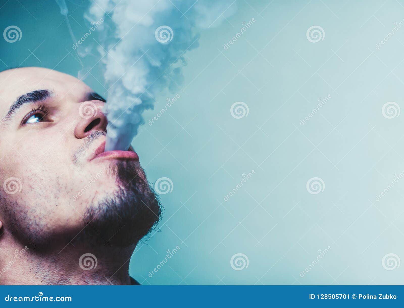 Close Up Portrait of a Man Vaping. Stock Image - Image of lifestyle ...