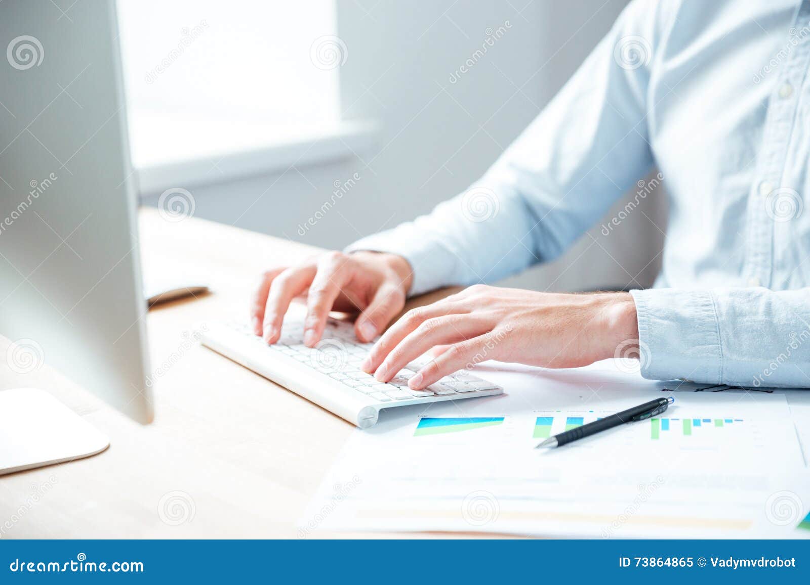 Close-up Portrait of Men S Hands Typing on Keyboard Stock Image - Image ...