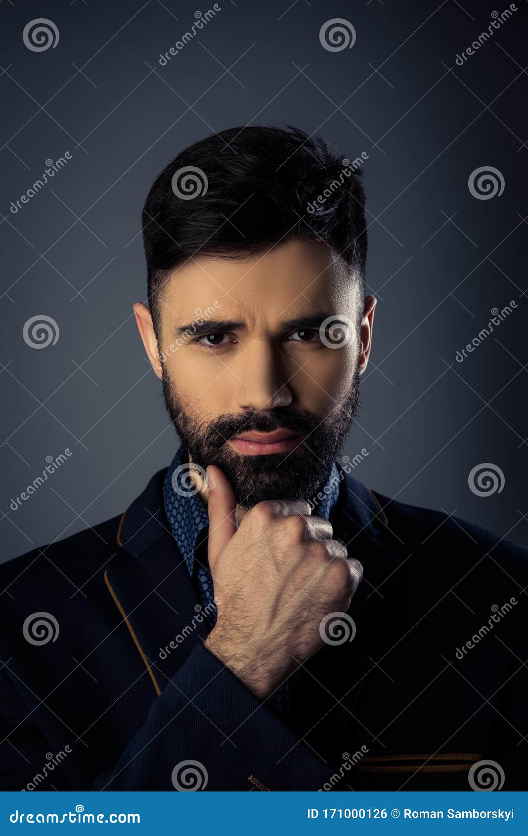 Close Up Portrait of Minded Man Thinking about Smth Stock Photo - Image ...