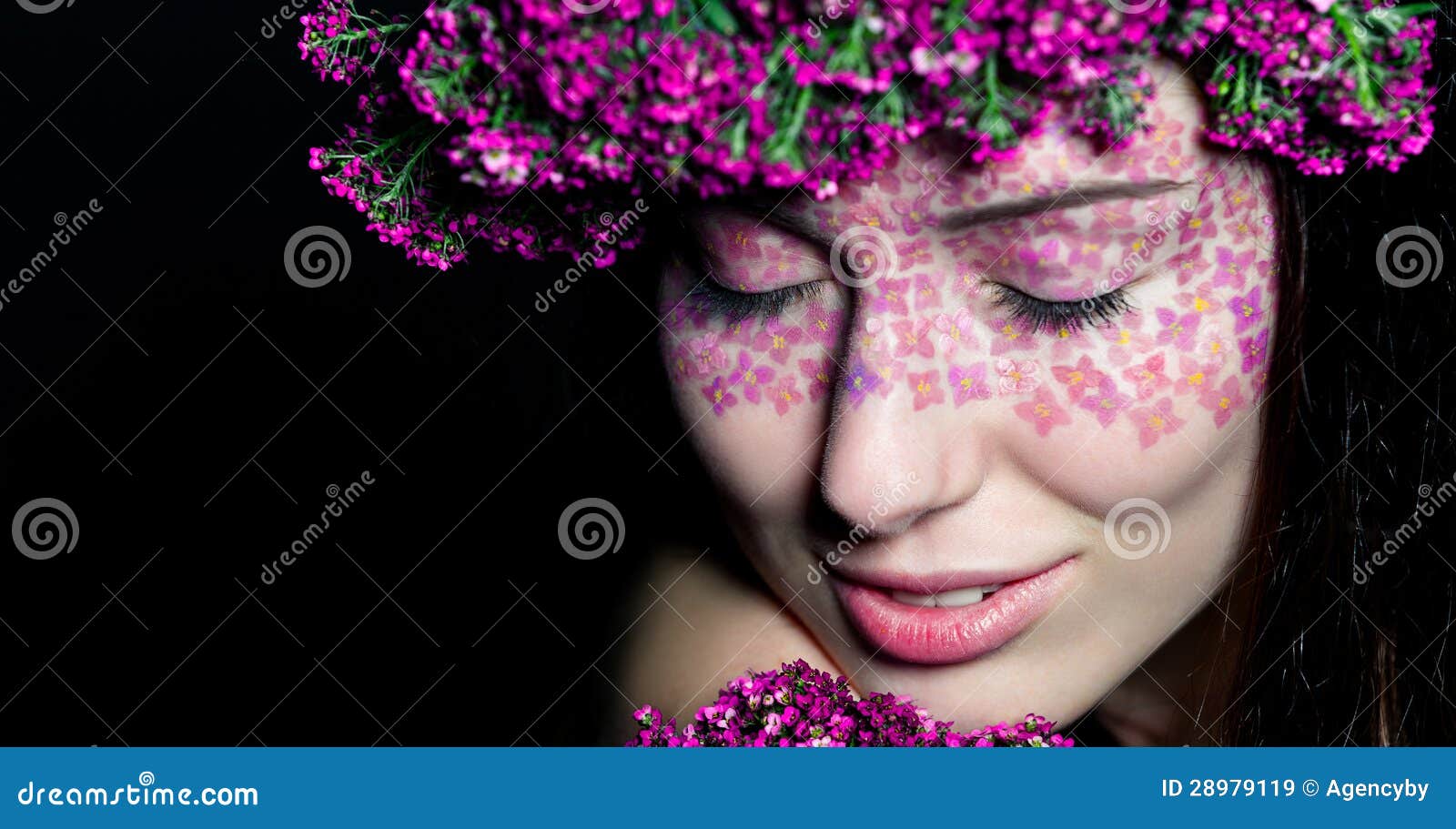 Close Up Portrait of Model Make-up with Eyes Closed Stock Image - Image ...