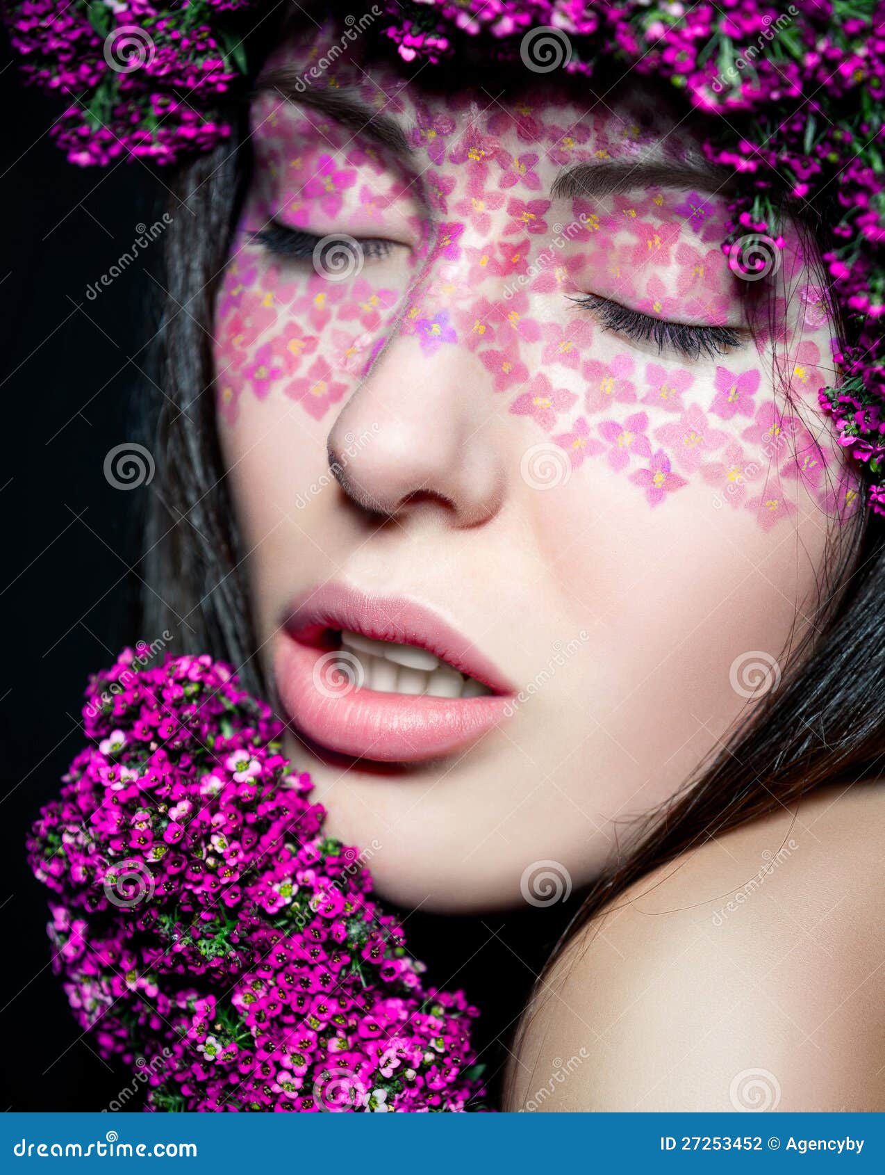 Close Up Portrait of Model Make Up with Eyes Shut Stock Photo - Image ...
