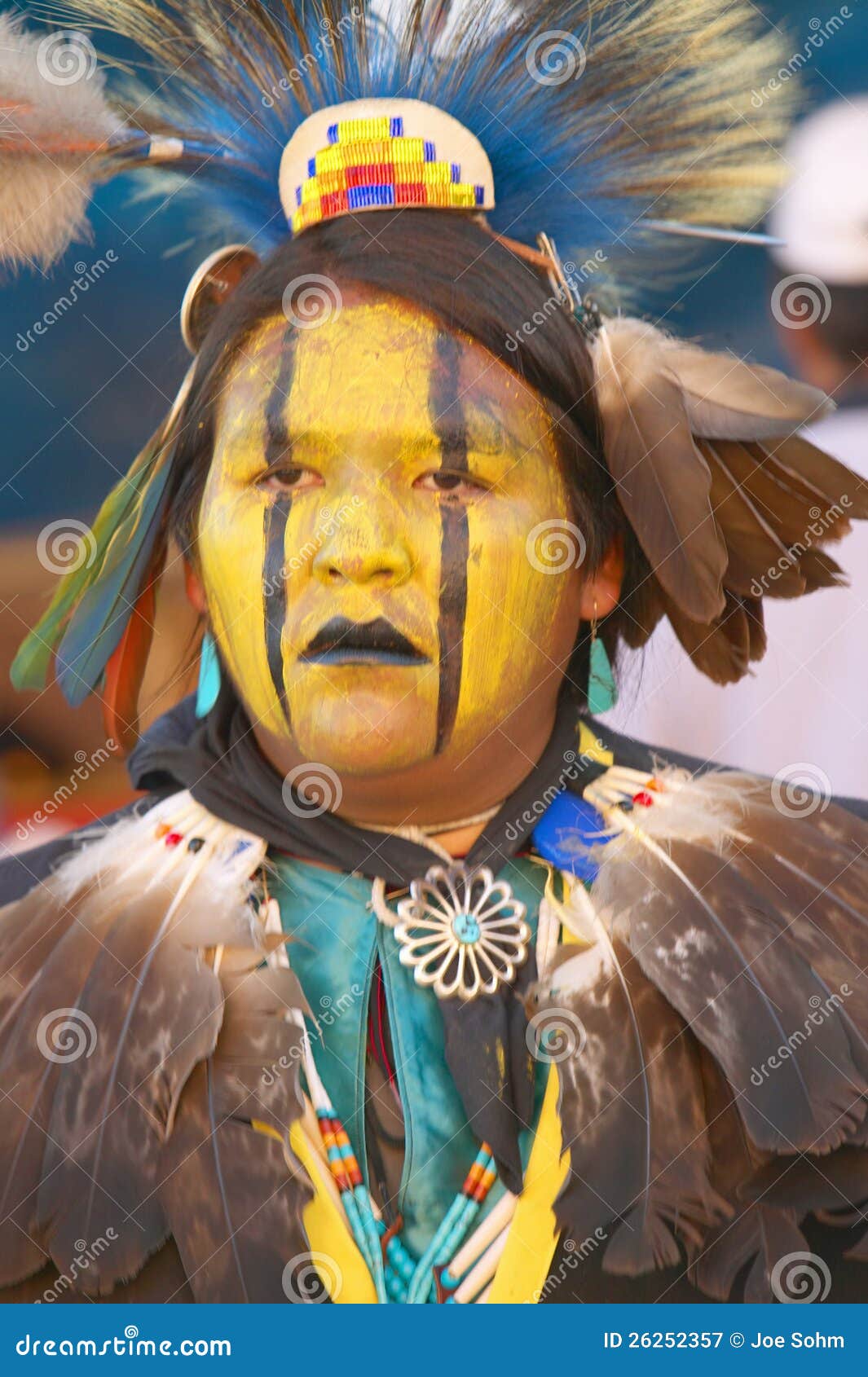 Close-up Portrait of Native American in Full Regal Editorial ...