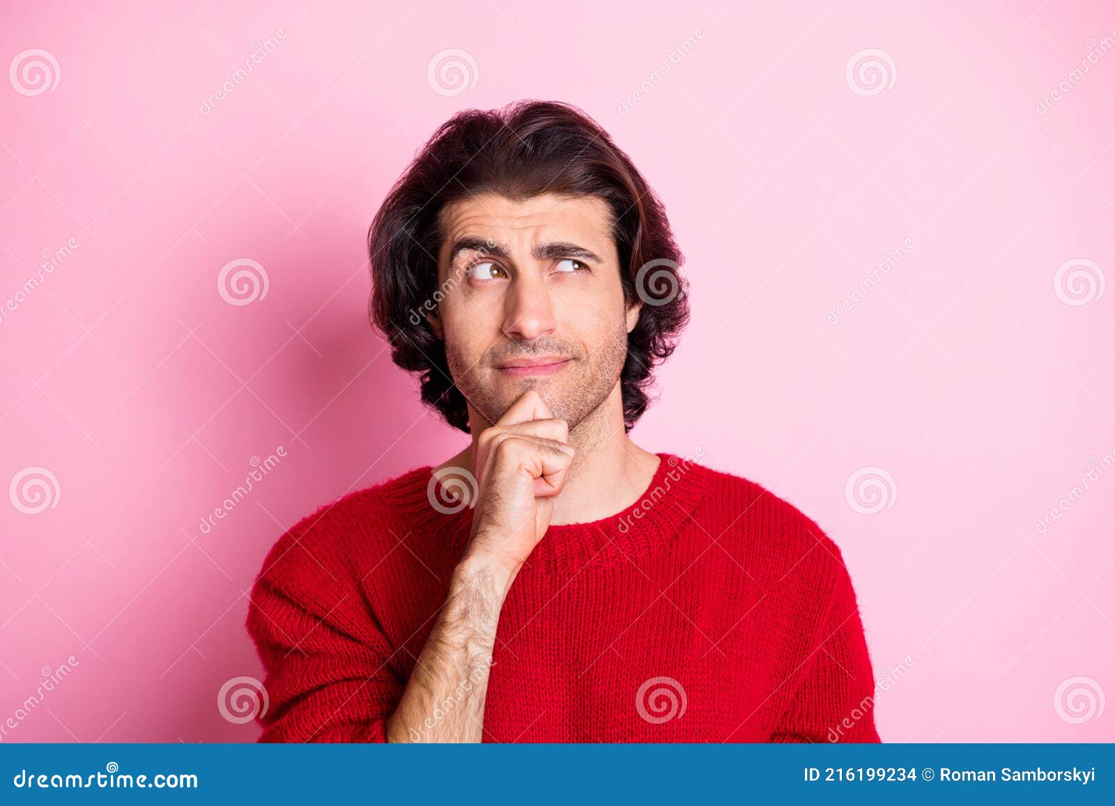 Close-up Portrait of Nice Doubtful Discontent Guy Overthinking Creating ...