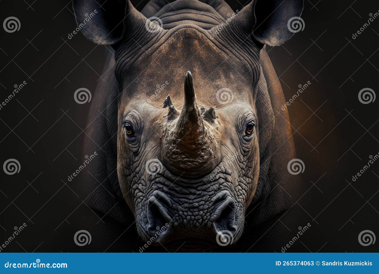 Close Up Portrait of a Rhino. Generative AI Stock Illustration ...
