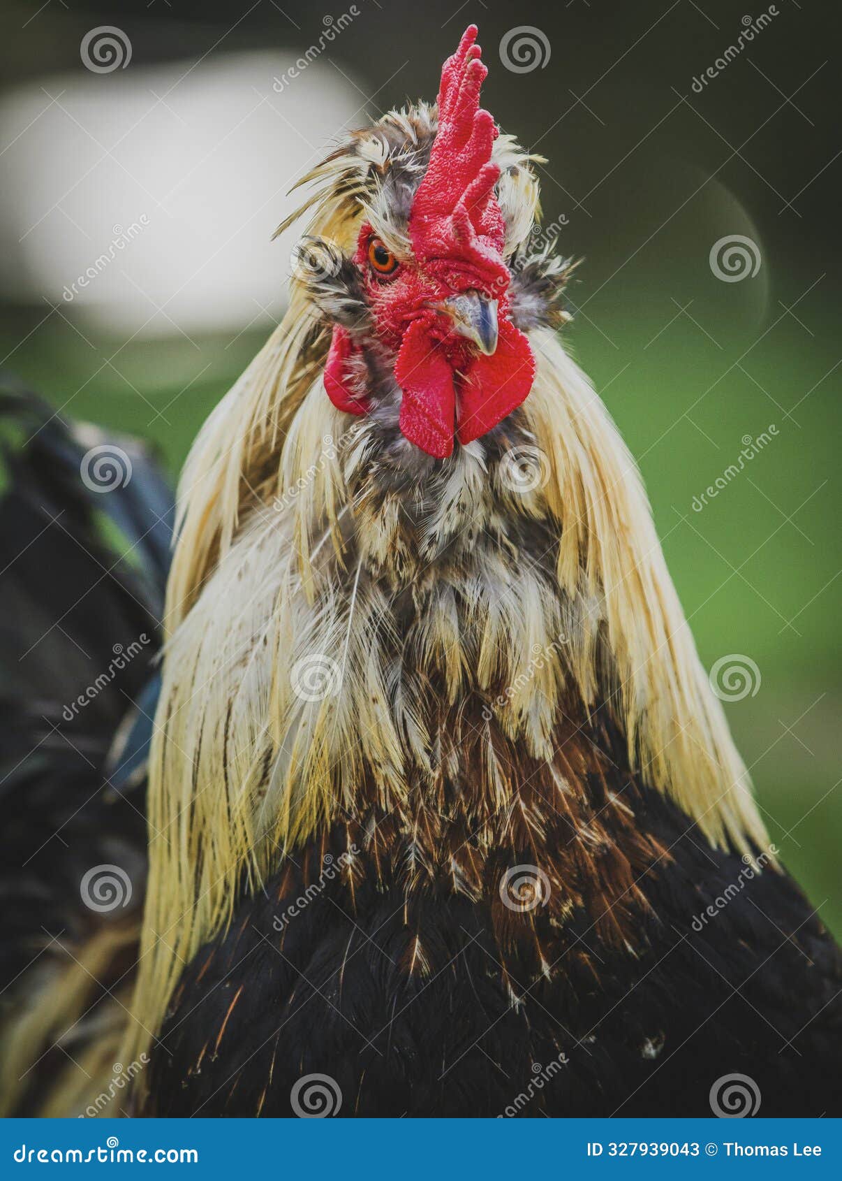 Close Up Portrait of a Rooster Staring at the Camera Against a Dark ...