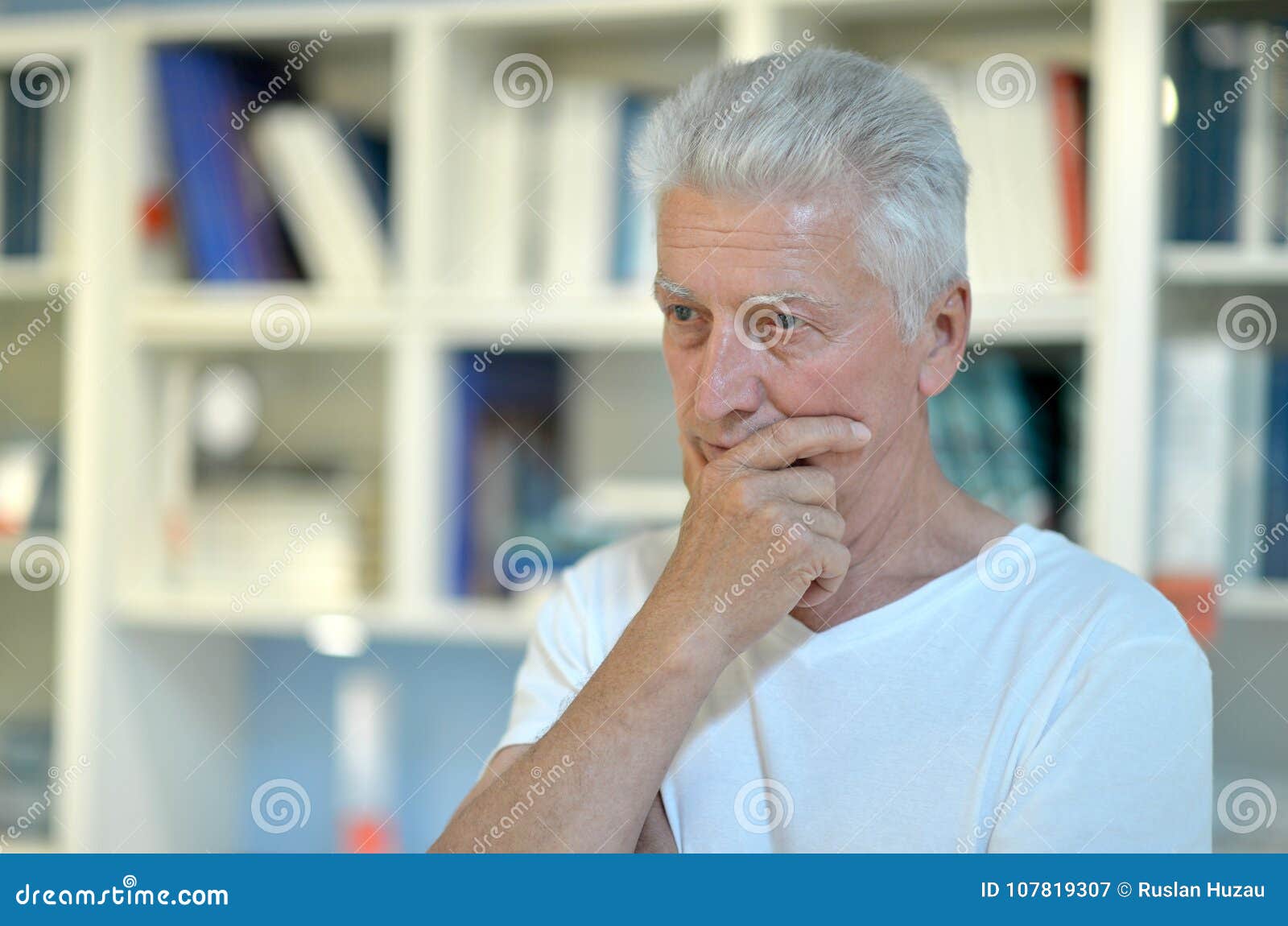 Senior man thinking stock image. Image of closeup, male - 107819307