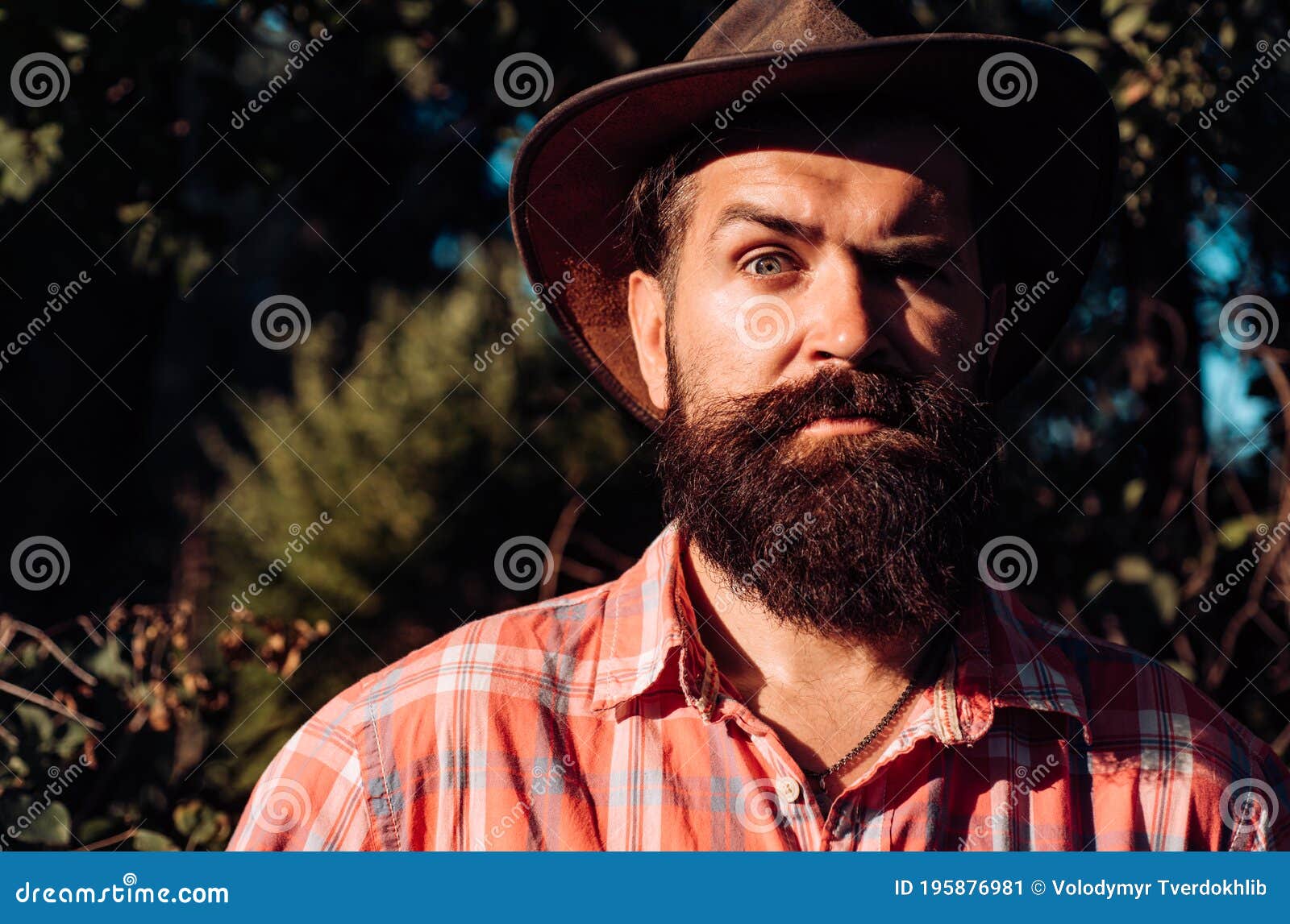 Close Up Portrait of Serious Man in Cowboy Hat. Stock Image - Image of ...