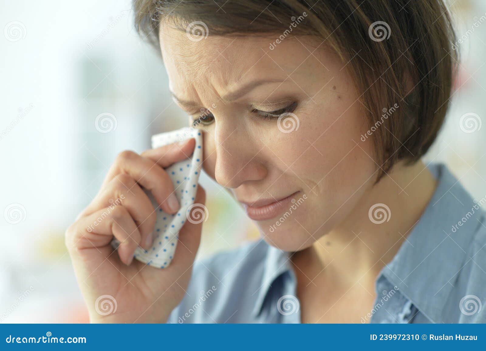 Close Up Portrait of Sick Woman Crying Stock Photo - Image of sick ...