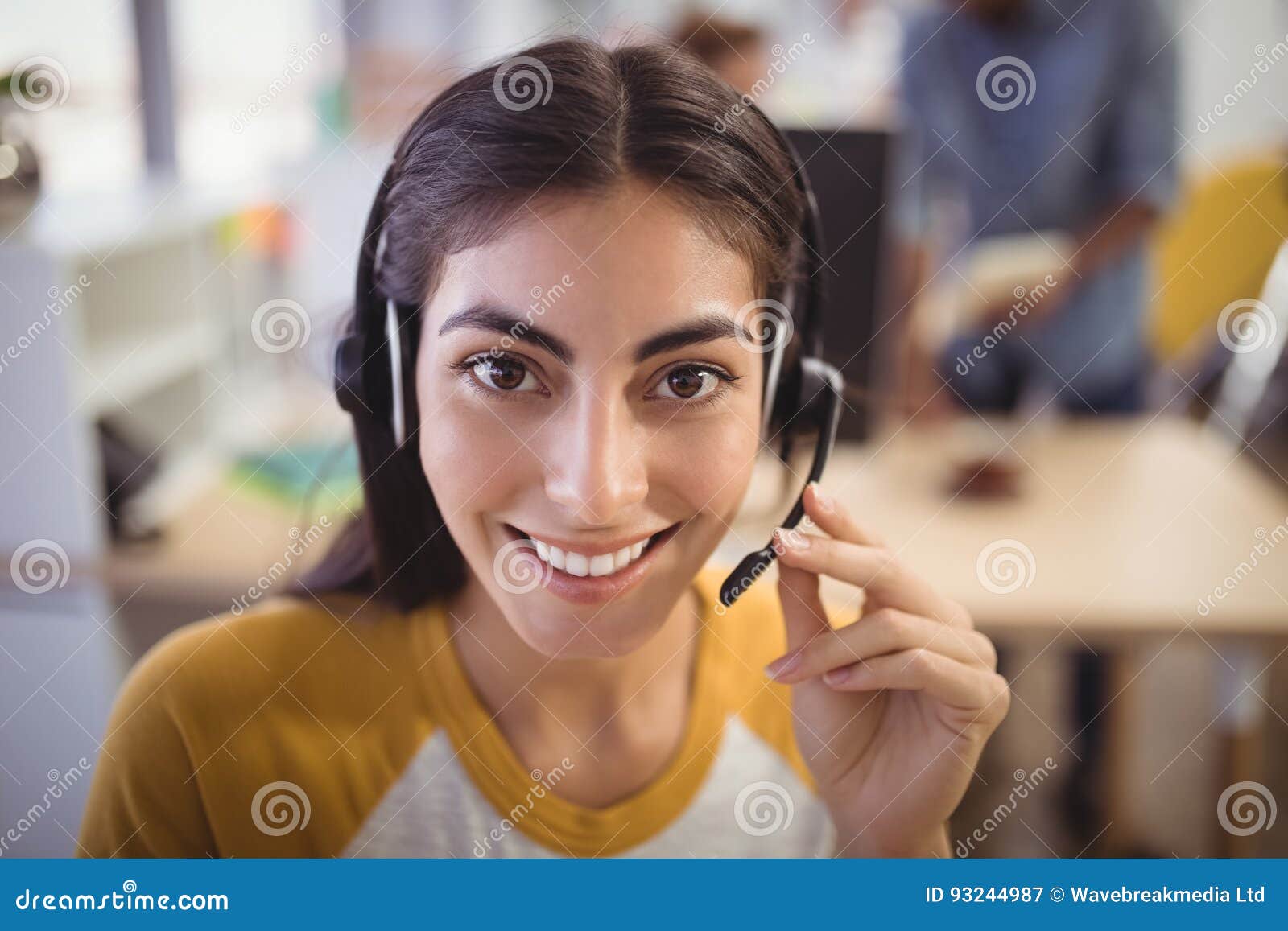 Close Up Portrait of Smiling Female Customer Service Representative ...
