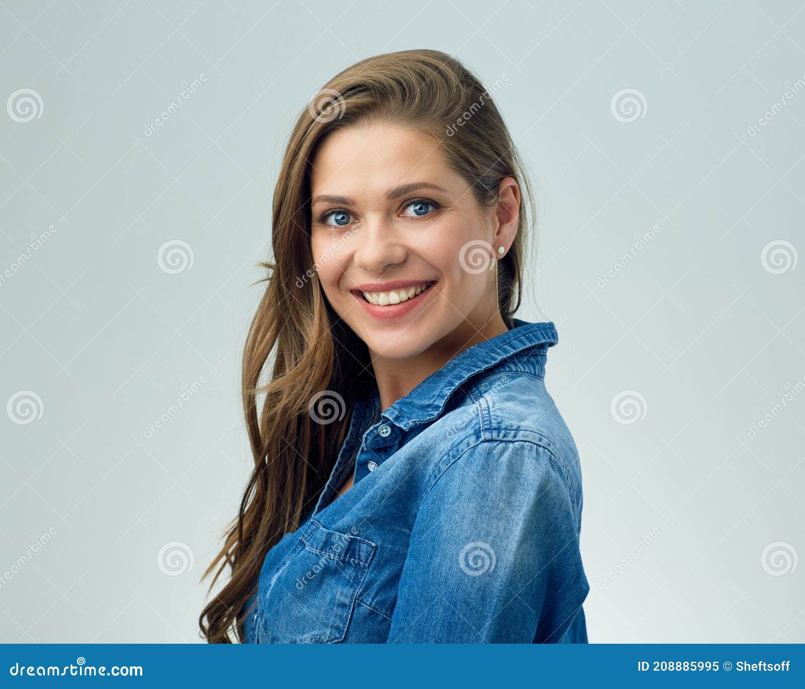 Close Up Portrait Of Girl Wearing Casual Clothes Stock Image Image Of