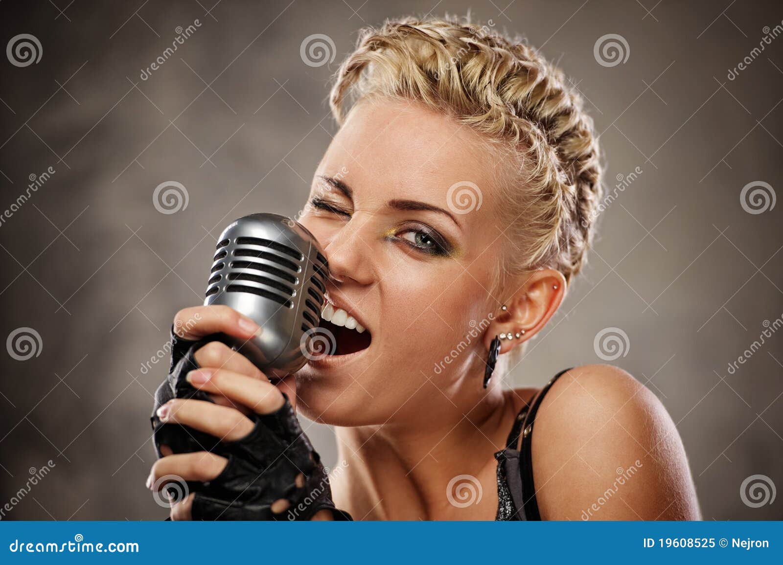 Close-up Portrait of a Steam Punk Singer. Stock Image - Image of ...