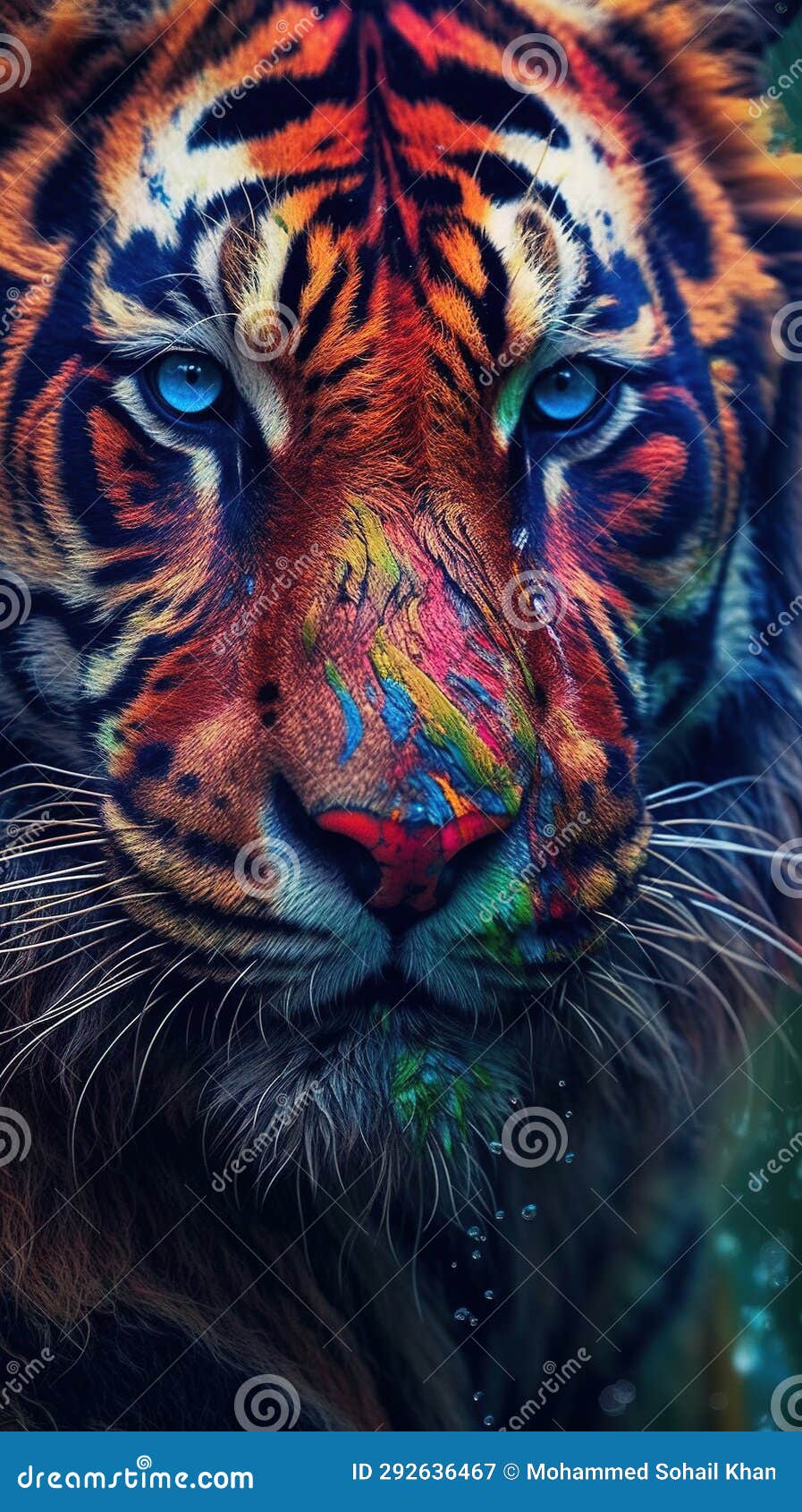 Close-Up Portrait a Strong Bengal Tiger Looking Front in Forest ...