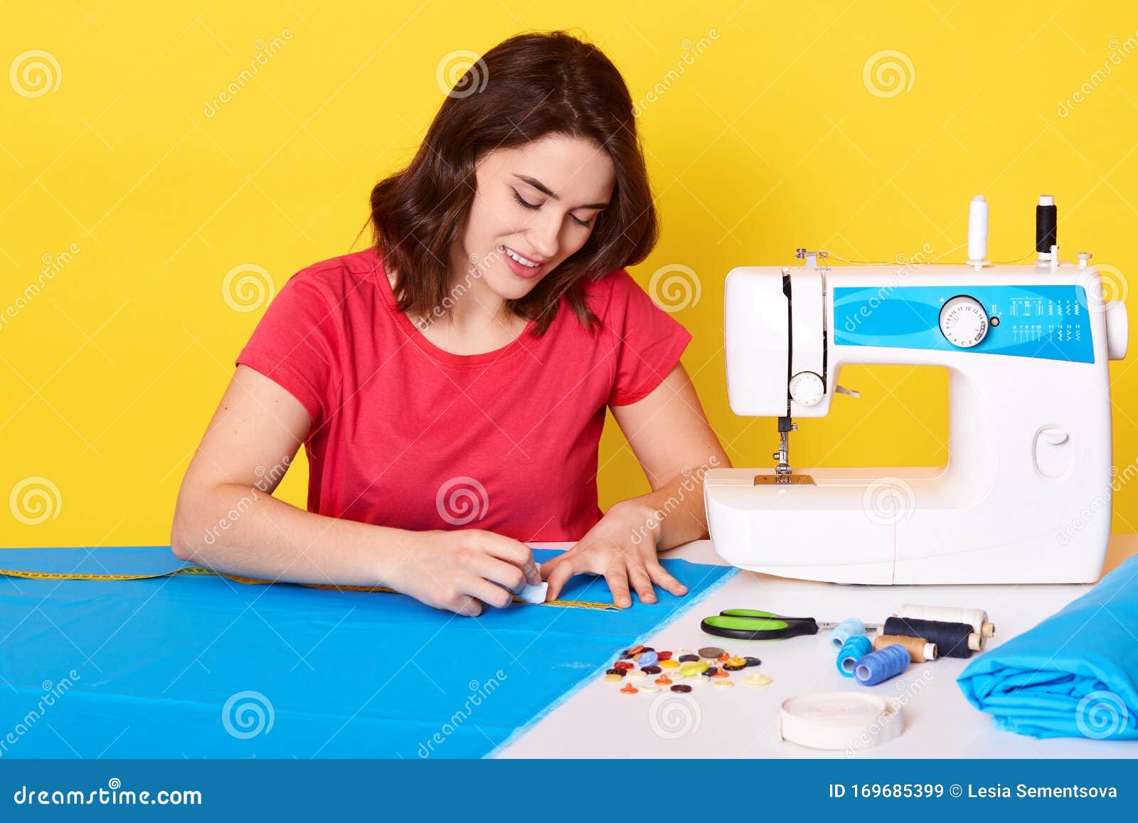 Close Up Portrait of Tailor Working in Workshop Using Industrial Grade ...