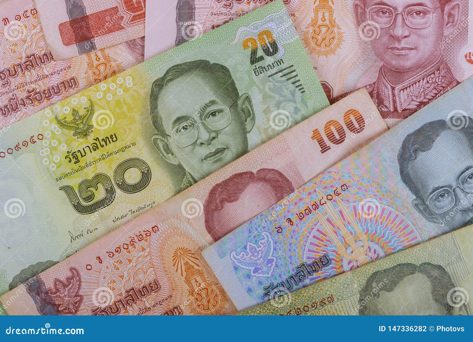 Close Up Portrait on Thai Baht Banknotes Stock Photo - Image of bill ...
