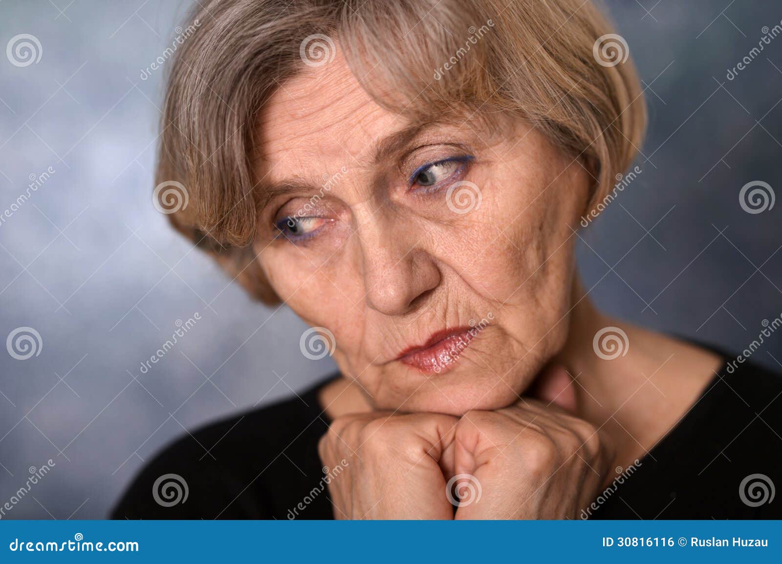 Close-up Portrait of an Thinking Elderly Woman Stock Photo - Image of ...