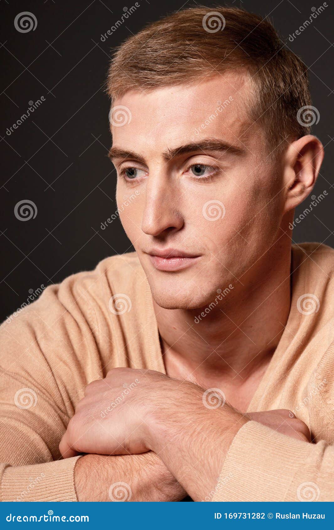 Portrait of Thoughtful Handsome Young Man Posing in Studio Stock Photo ... Portrait of Thoughtful Handsome Young Man Posing in Studio Stock Photo ...