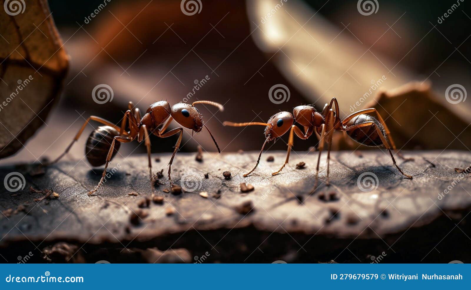 A Close-up Portrait of Three Ants Working Together. Generative AI Stock ...