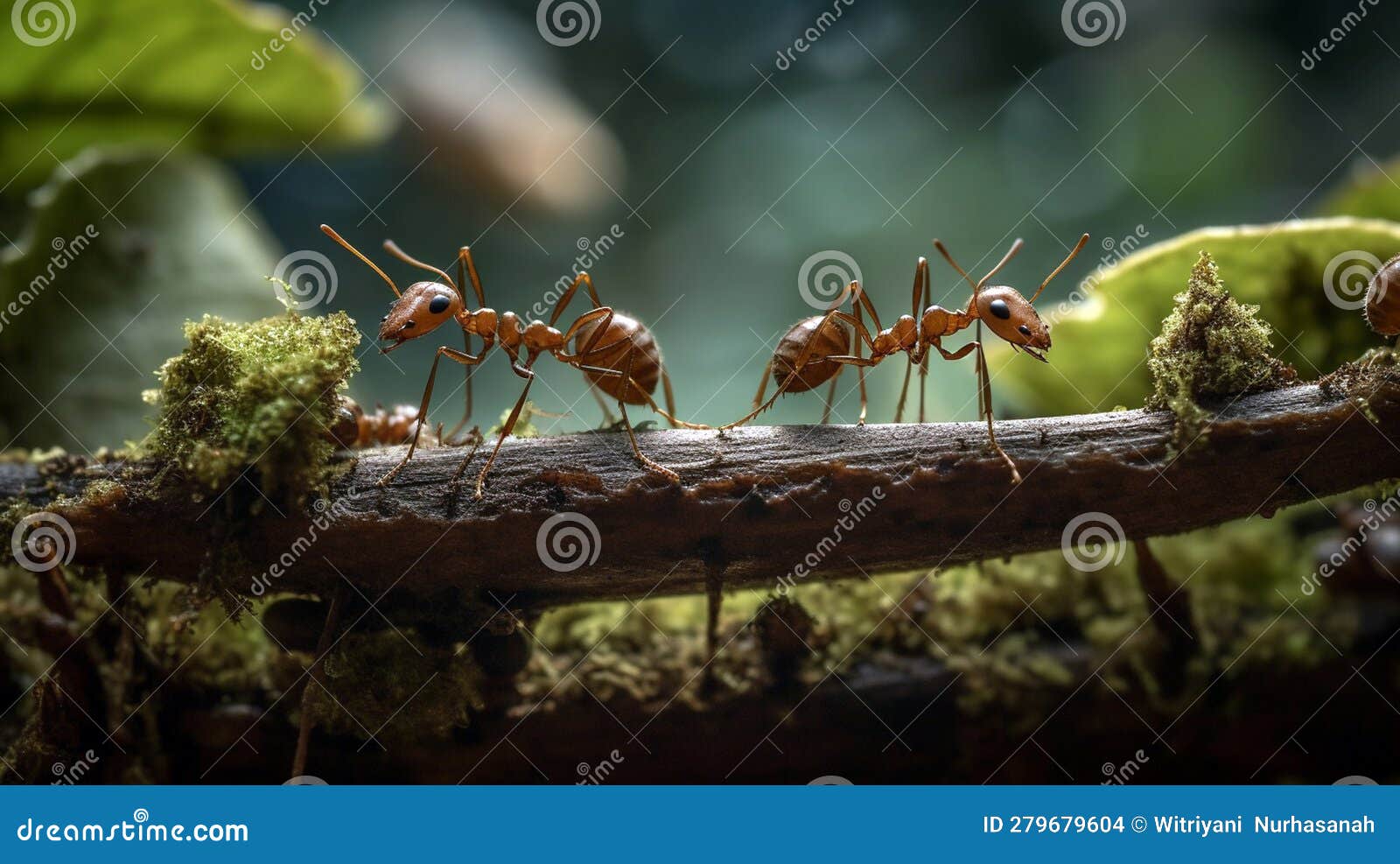 A Close-up Portrait of Three Ants Working Together. Generative AI Stock ...
