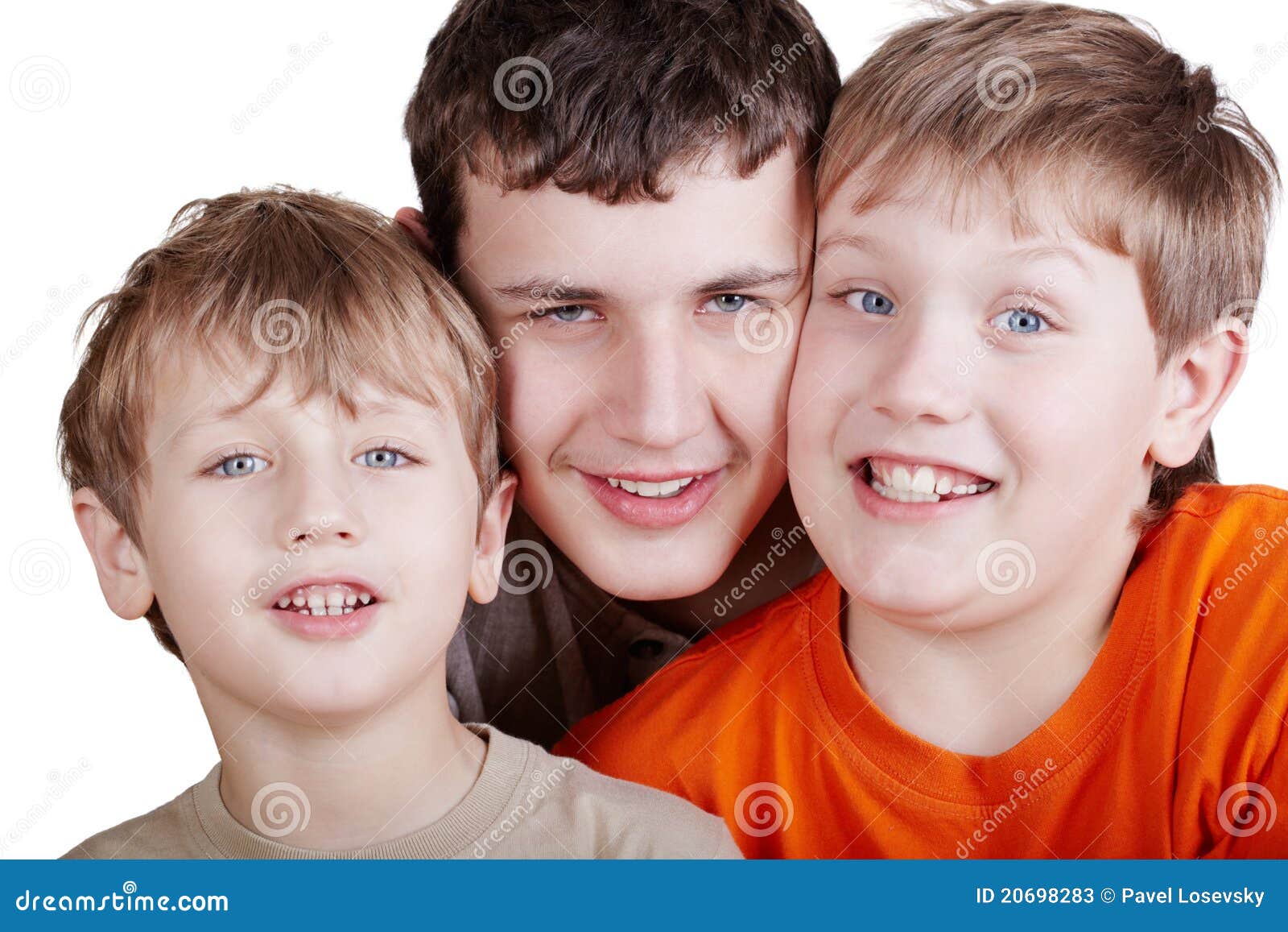 Close-up Portrait of Three Grinning Boys Stock Image - Image of ...