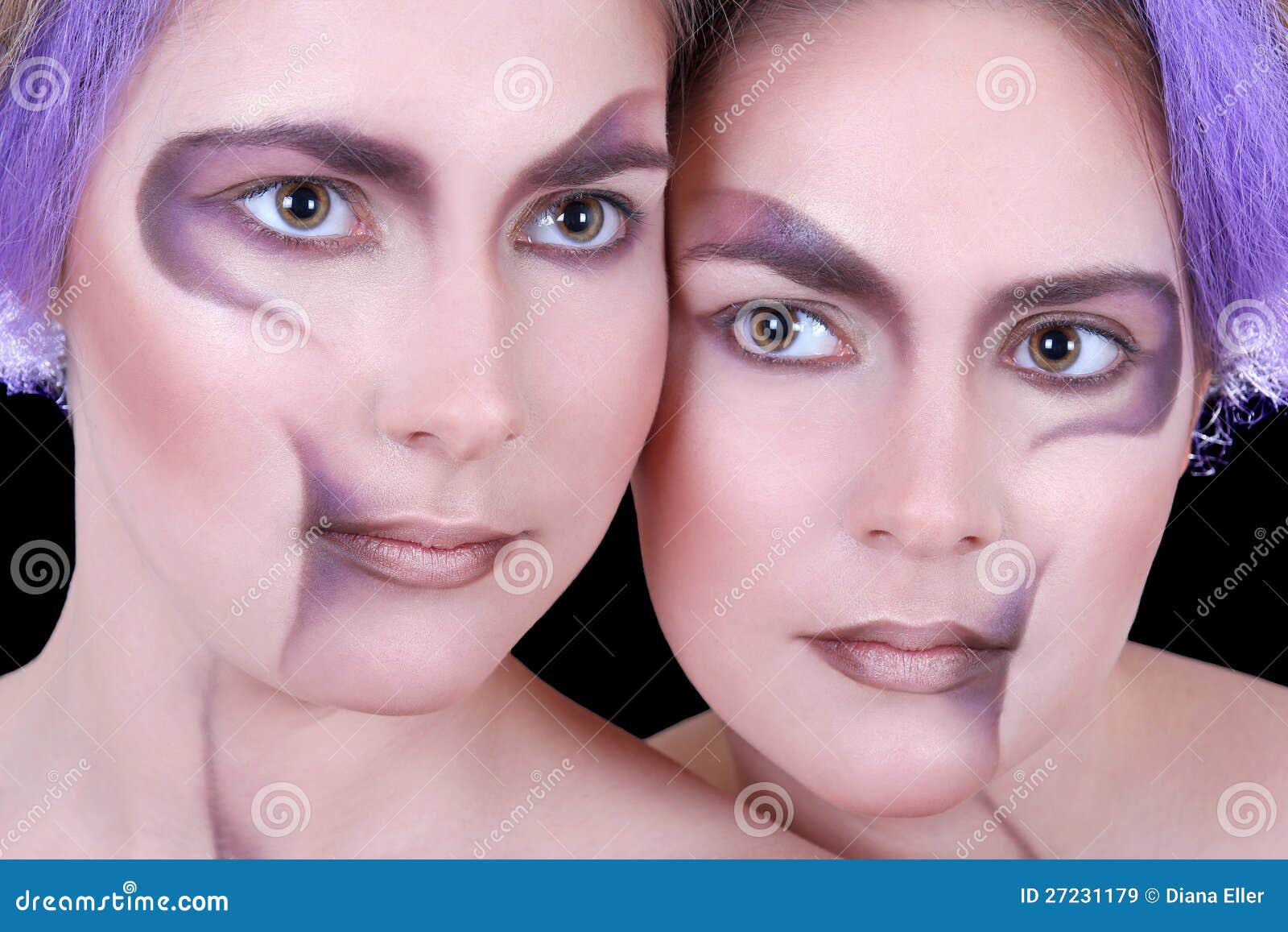 Close Up Portrait of Two Beautiful Twins Stock Image - Image of ...