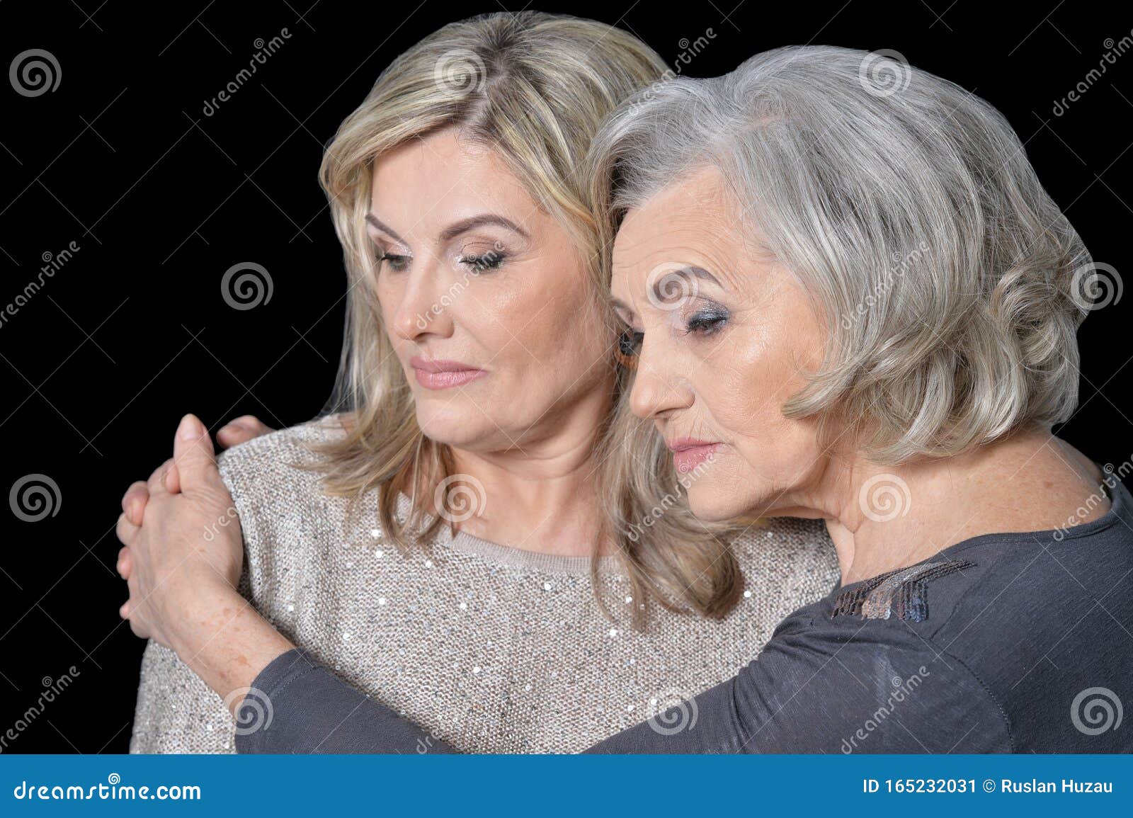 Close Up Portrait of Two Sad Women Posing Stock Image - Image of family ...