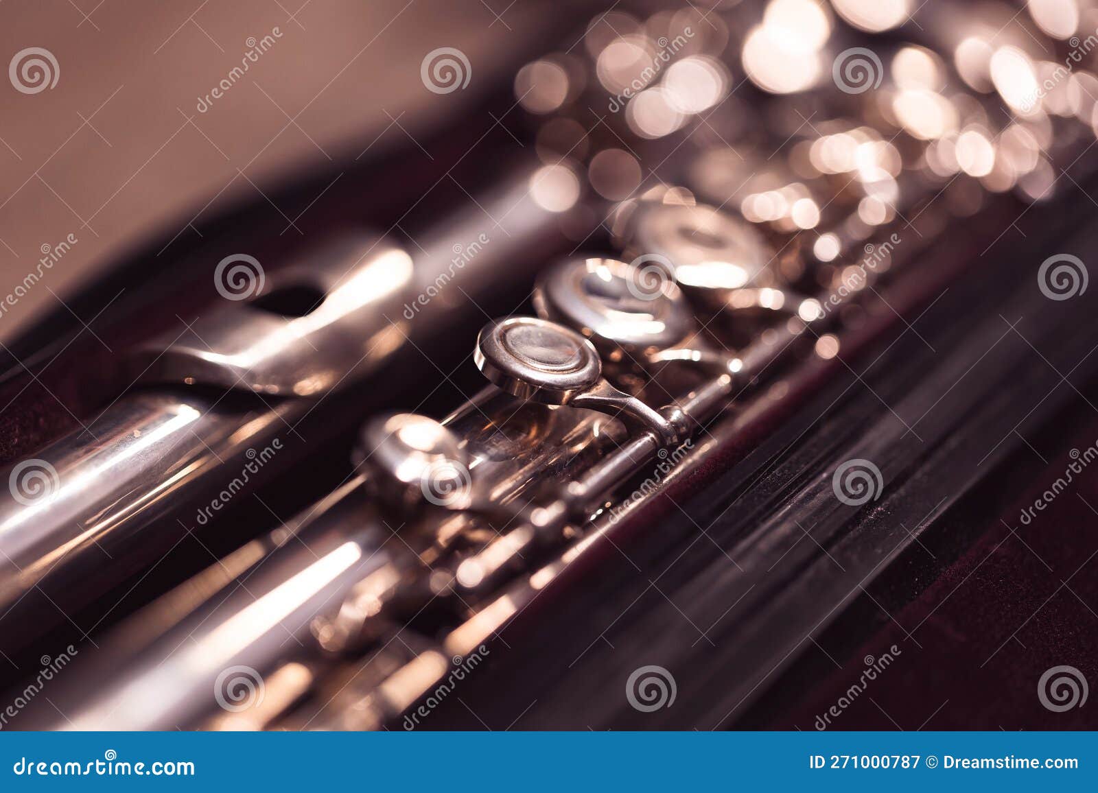 A Close Up Portrait of a Valve of a Disassembled Metal Silver Flute in ... A Close Up Portrait of a Valve of a Disassembled Metal Silver Flute in ...