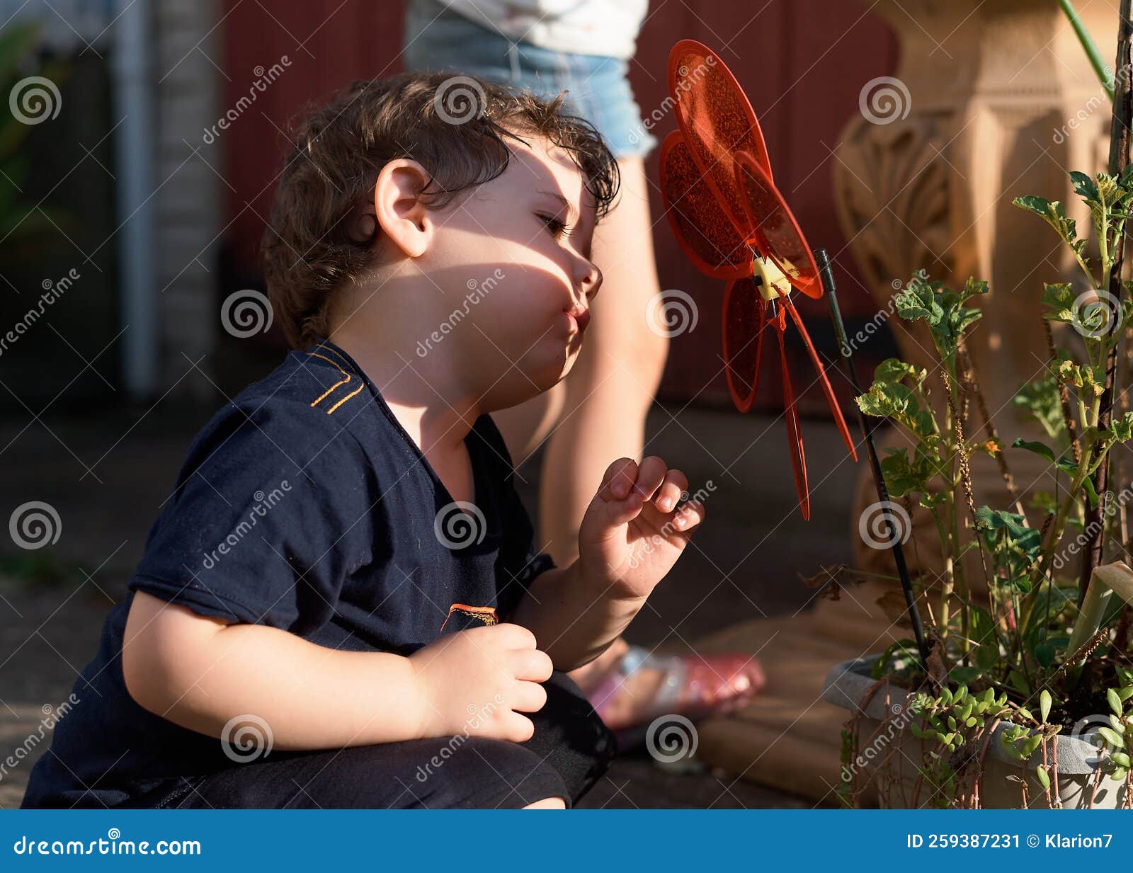 Close Up Portrait of a Young Boy Exploring the Backyard Stock Image ...