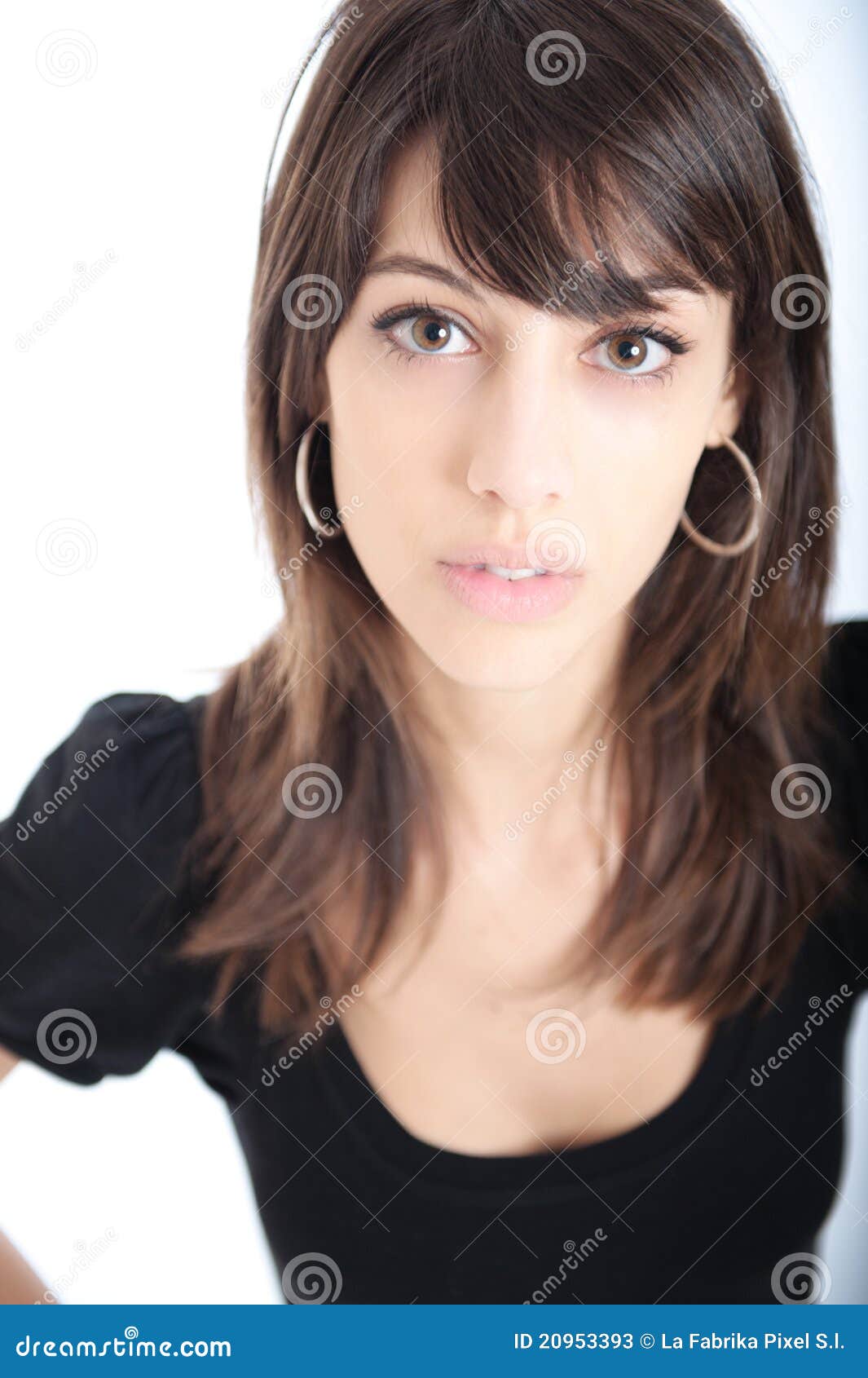 Close-up Portrait of a Young Brunette Stock Image - Image of cute ...