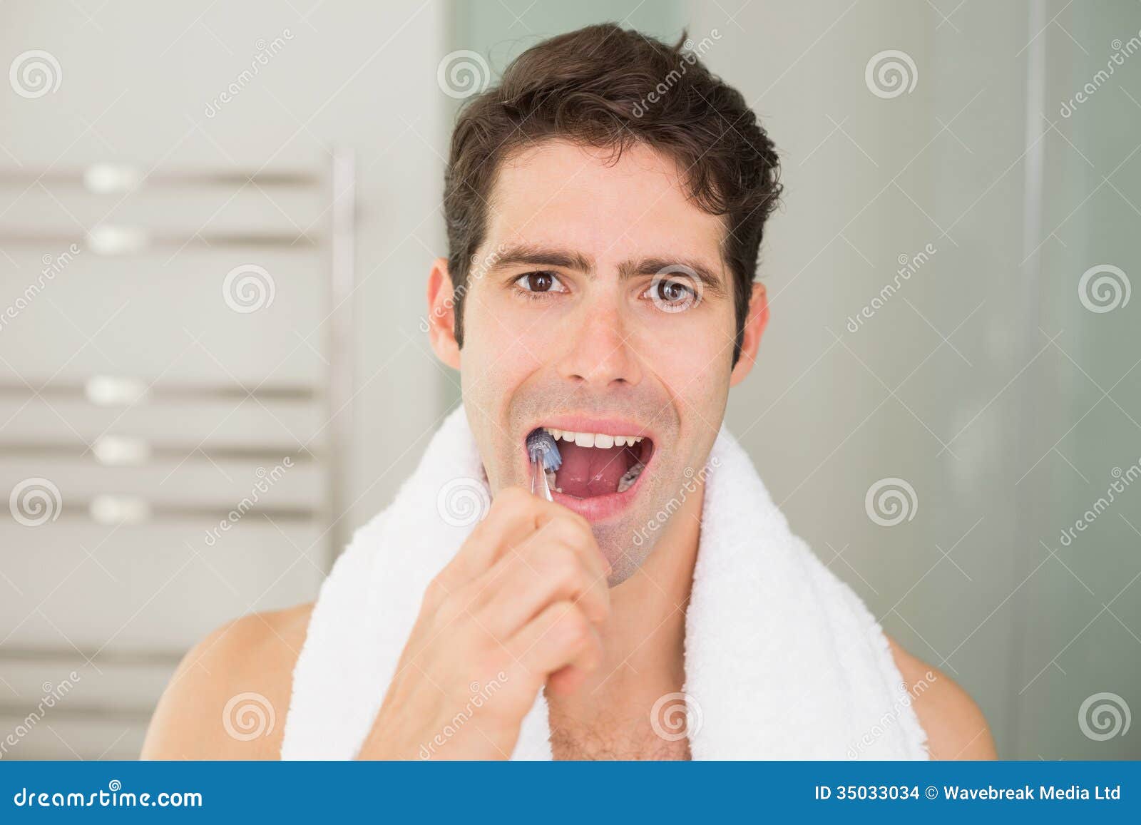 Close Up Portrait of Young Man Brushing Teeth Stock Photo - Image of ...