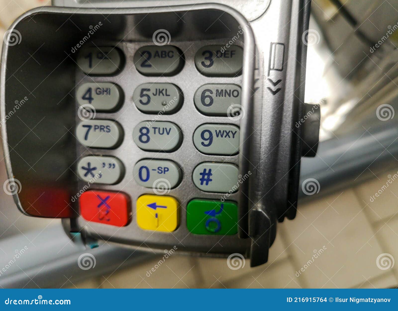 Close Up Pos Terminal at Supermarket Checkout Stock Photo - Image of ...
