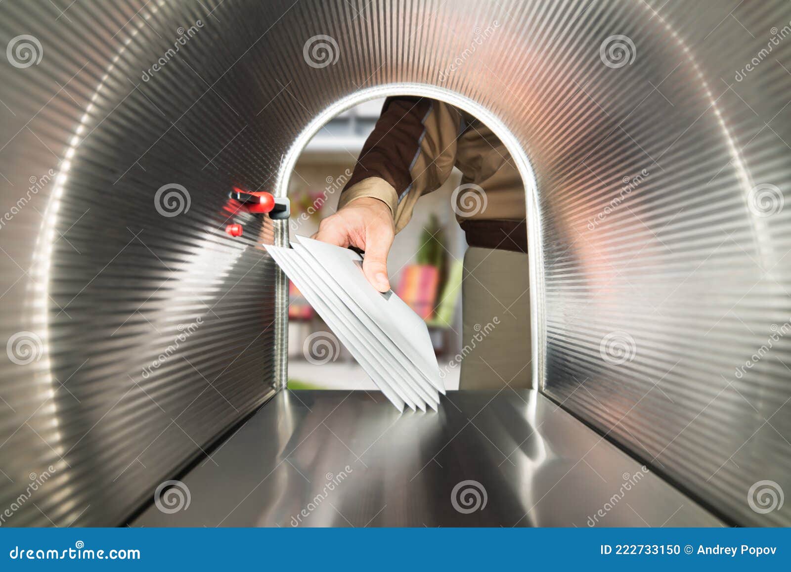 Postman Hands with Letters View from Inside the Mailbox Stock Photo ...