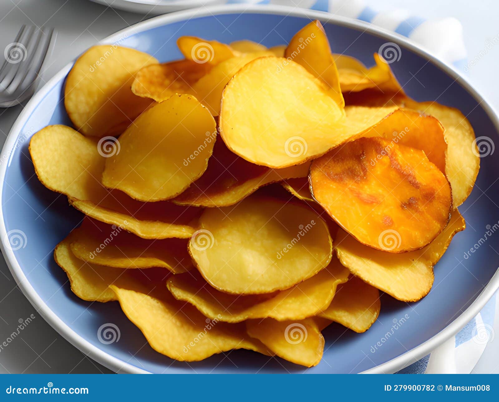 Close Up Potato Chips on Dish, AI Generated Stock Illustration ...