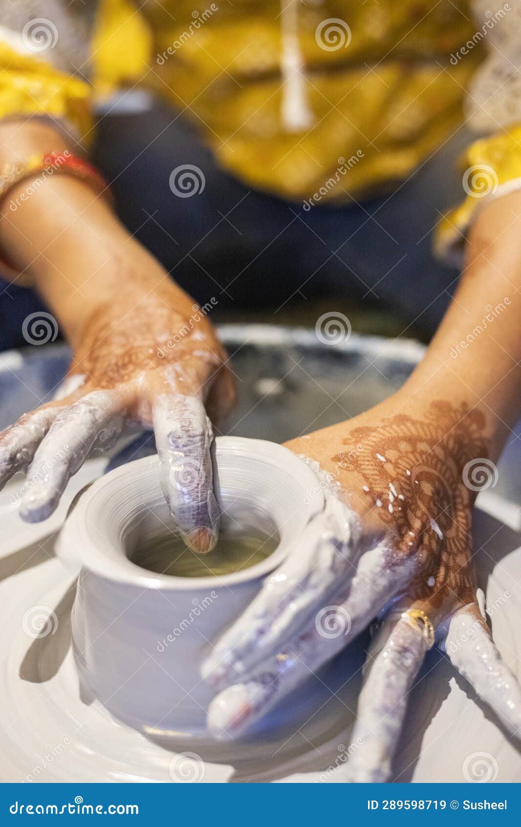 Close Up of Pottery Making and Learning Activity by a Women Stock Image ...