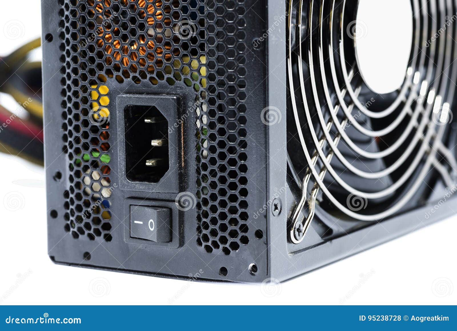 Close Up Power Supply Unit Connection Plug and on Off Switch Iso Stock ...