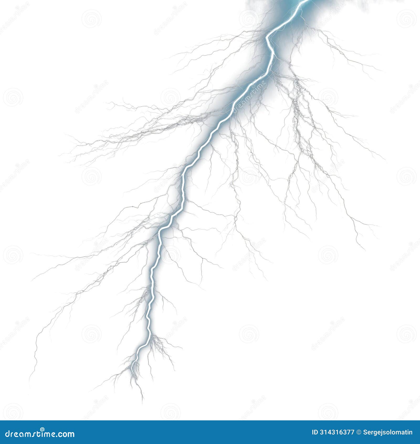 Close-up of Powerful and Dangerous Lightning Against a White or ...