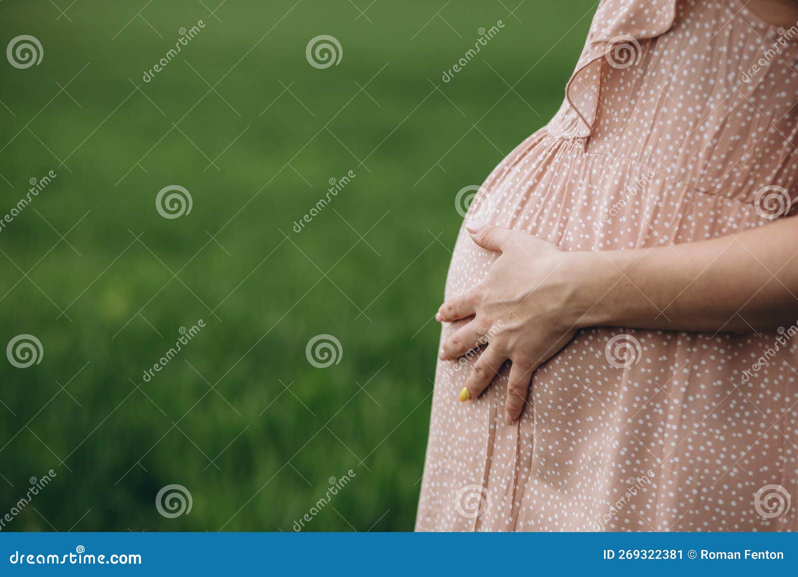 Close Up of Pregnant Belly in Nature. Stock Image - Image of belly ...